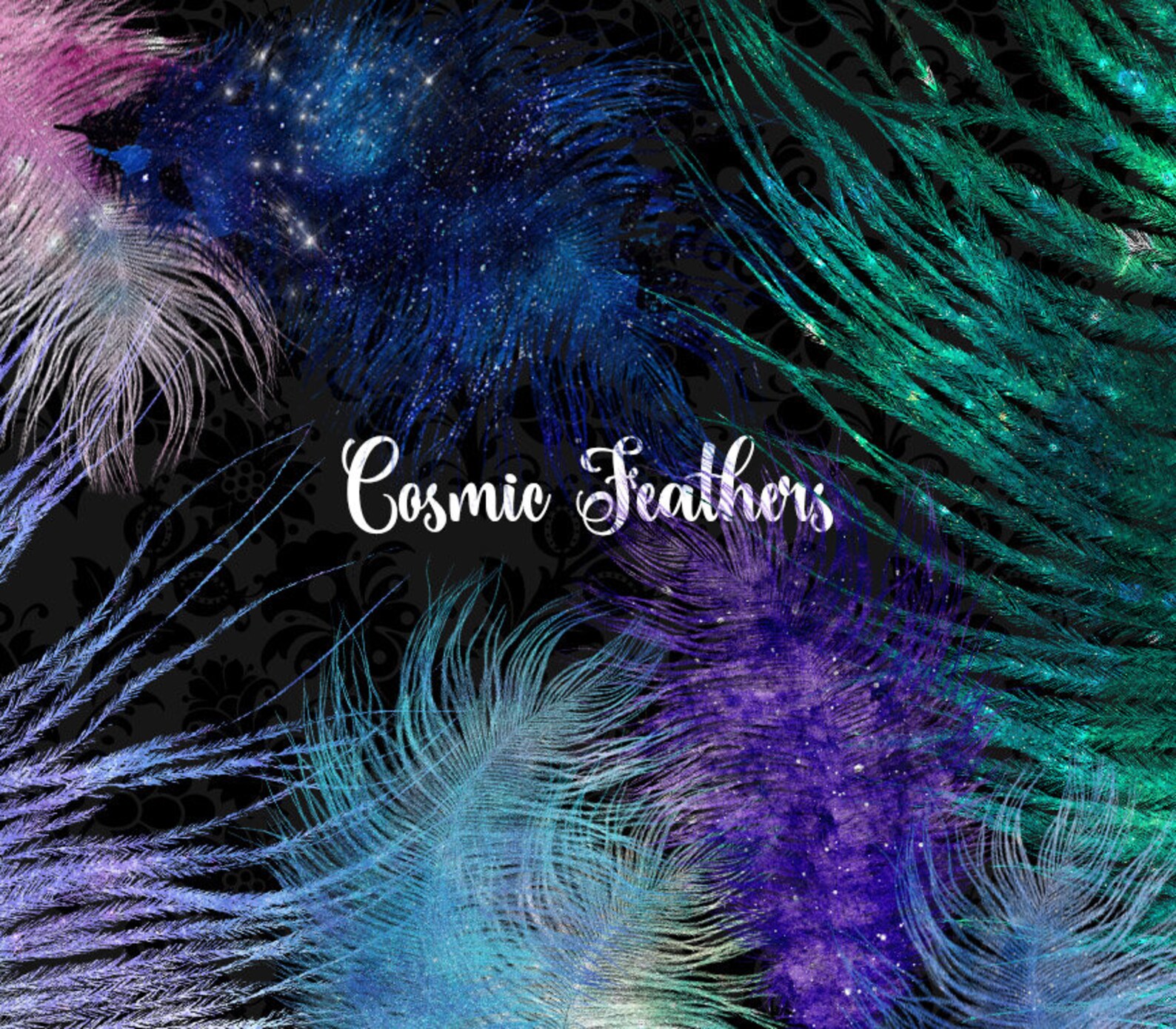 Galaxy Feathers Clipart, Watercolor Nebula Graphics (digital Download ...
