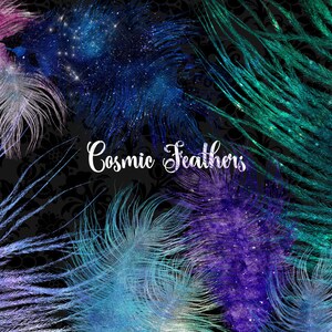 Cosmic Feathers Clipart, Galaxy Nebula Watercolor Bird Feathers Clip ...