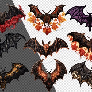 Embroidered Bats Clipart - Halloween Cute Embroidery Vampire Bats PNG ...