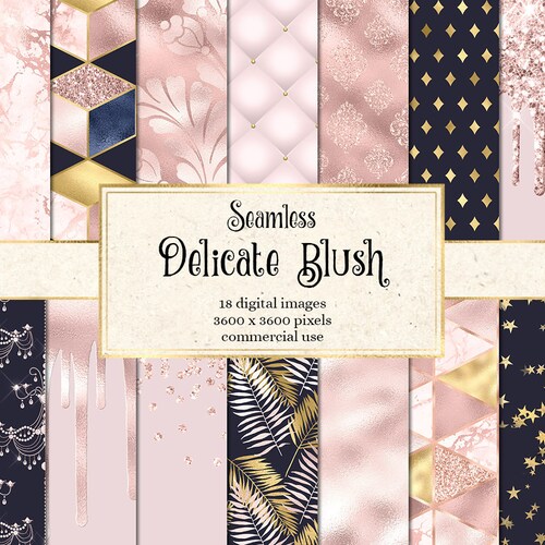 Delicate Blush Digital Paper Seamless Blush Pink and Navy - Etsy