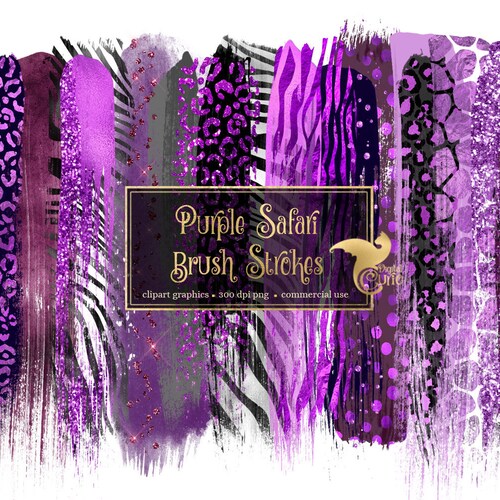 Turquoise Safari Brush Strokes Clipart With Aqua Glitter and - Etsy