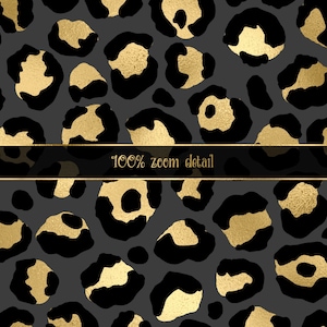 Black and Gold Leopard Digital Paper, Seamless Art Deco Patterns ...