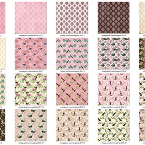 Vintage Pink Hummingbird Digital Paper, Seamless Patterns (digital ...