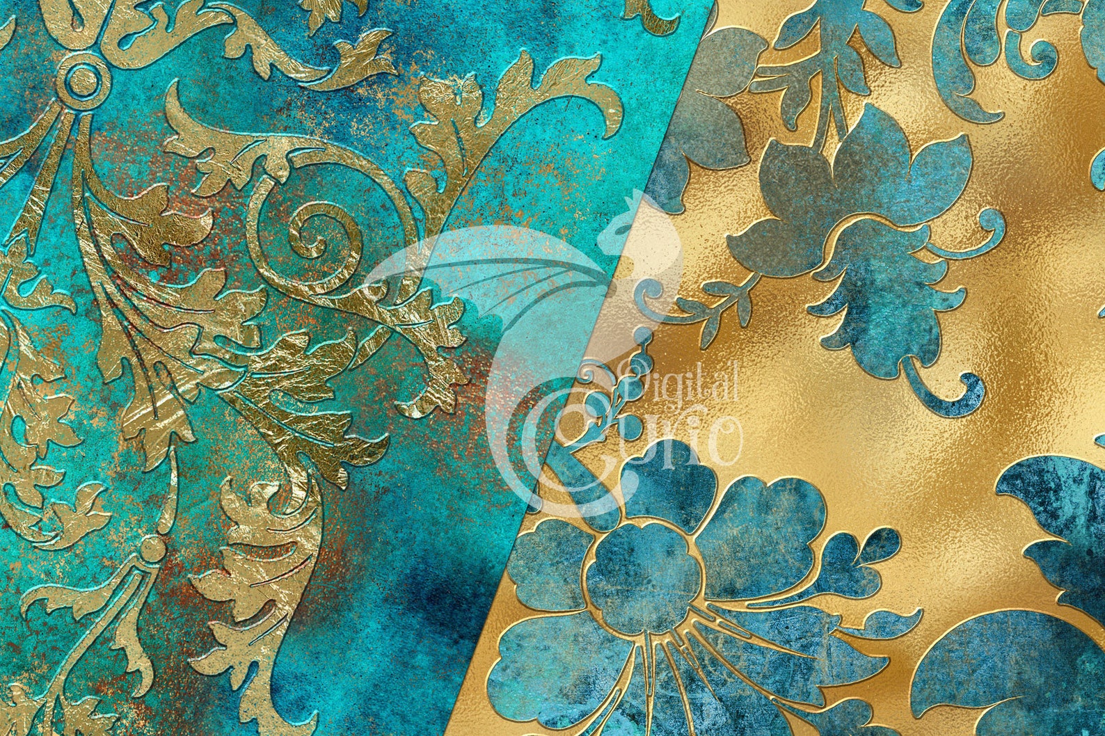 Patina Gold Digital Paper Gold Foil Patina Texture - Etsy