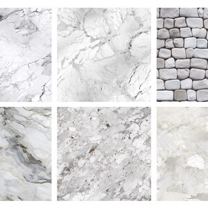 White Stone Textures Digital Paper, Seamless Rustic Brick Wall Digital ...