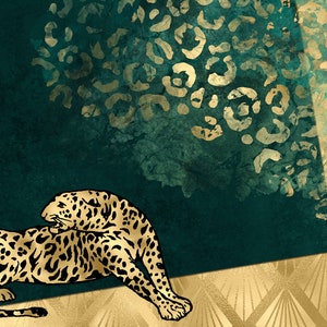 Teal and Gold Leopard Digital Paper, Seamless Leopard Spot Patterns ...