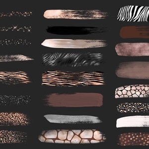 Rose Gold Safari Brush Strokes Clipart, With Glitter and Foil in ...