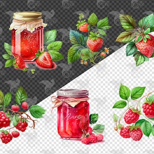 Watercolor Berry Jam Clipart - Digital Png Strawberry, Blackberry ...