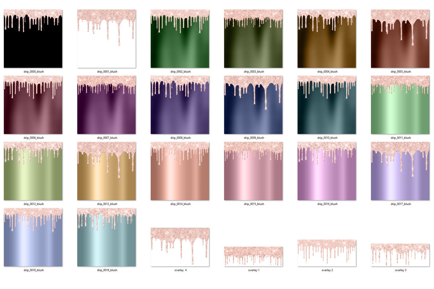 Blush Glitter Drips Digital Paper and Overlays in PNG Format | Etsy