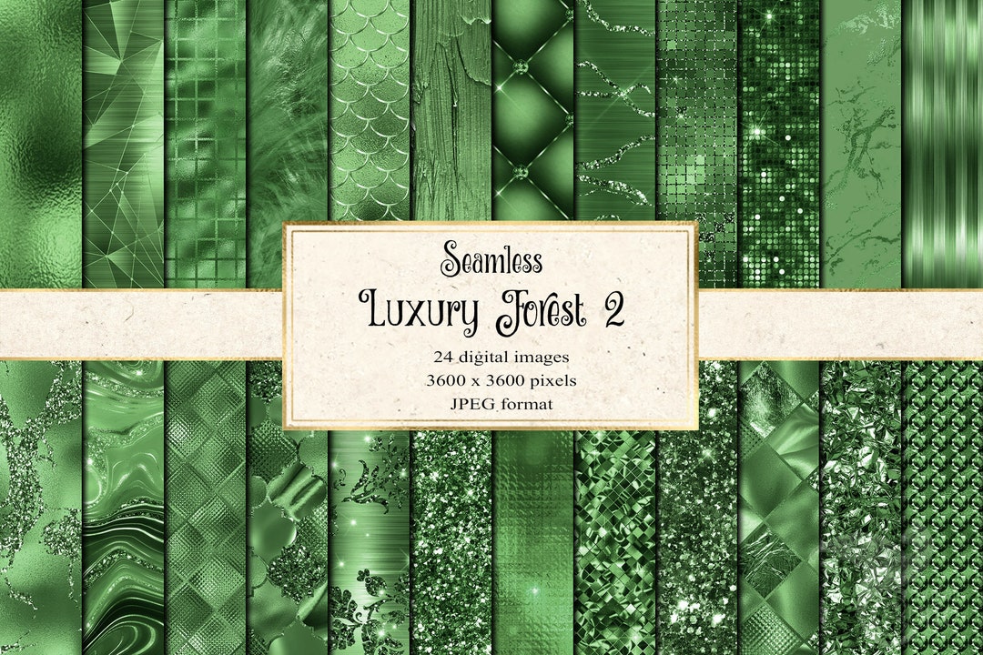 Luxury Forest Green Digital Paper, Seamless Green Textures With Glitter ...