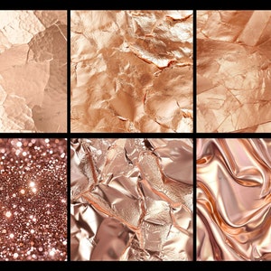 Rose Gold Foil Digital Paper, Seamless Gold Foil Textures, Glitter and ...