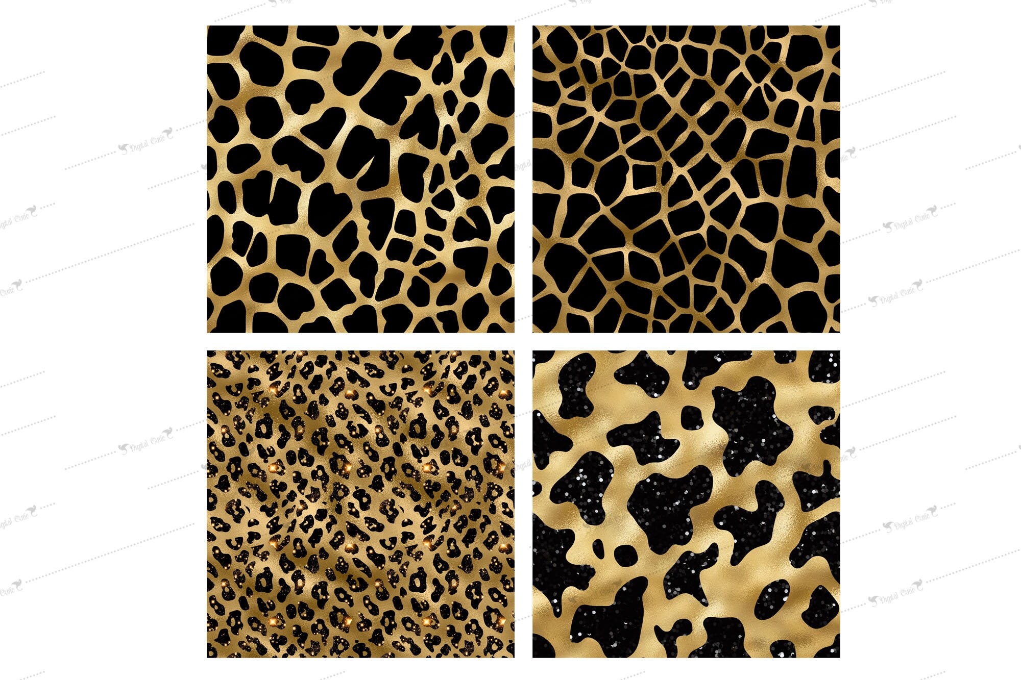 Black and Gold Animal Print Digital Paper, Seamless Glam Textures (JPEG ...