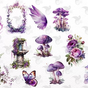 Watercolor Purple Fairy - Fantasy Floral Spring Clip Art Graphics in ...