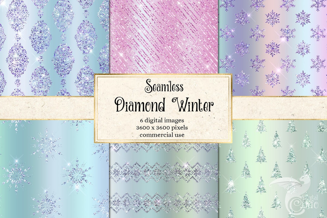 Glitter Snowflake Digital Paper – Seamless Winter Textures (digital ...