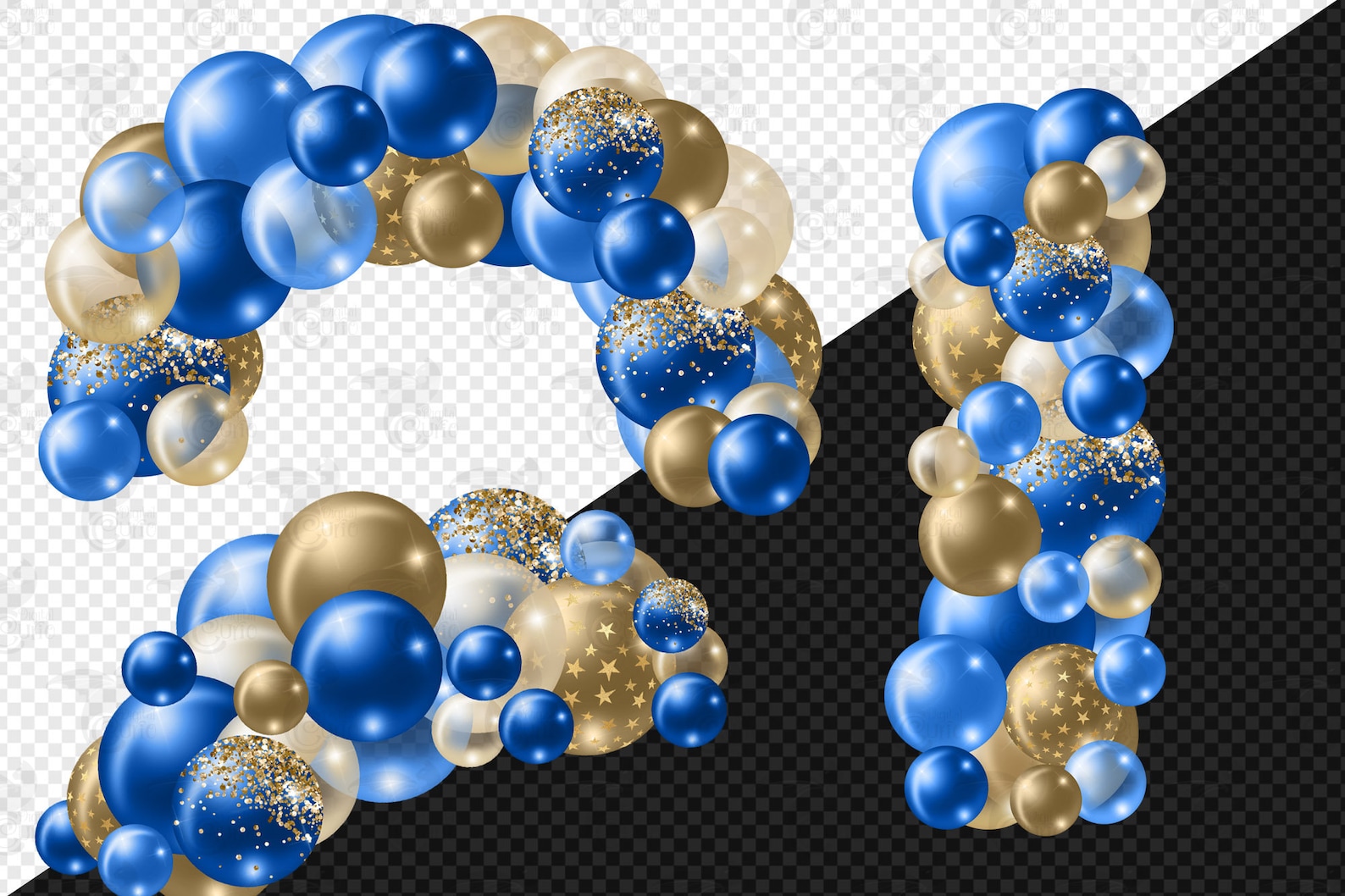 Royal Blue and Gold Balloon Arch Clipart Balloon Png Digital - Etsy