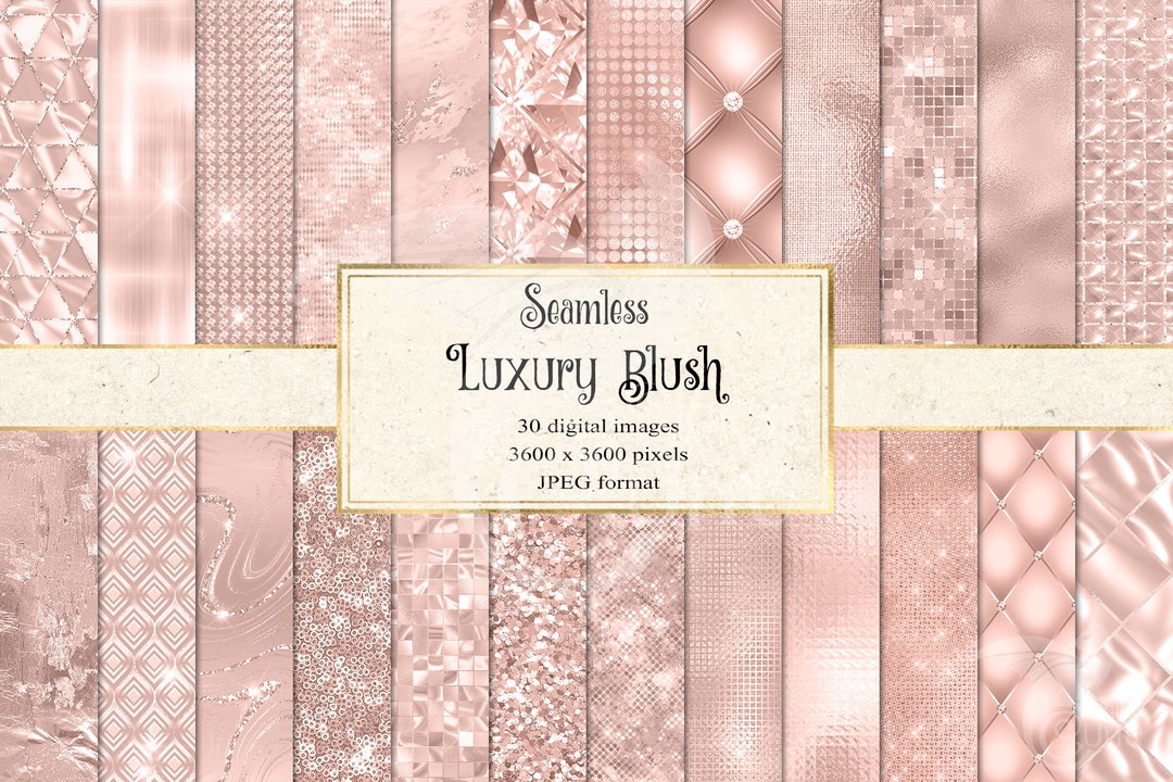 Luxury Blush Digital Paper, Seamless Peach Pink Sequiun Textures ...
