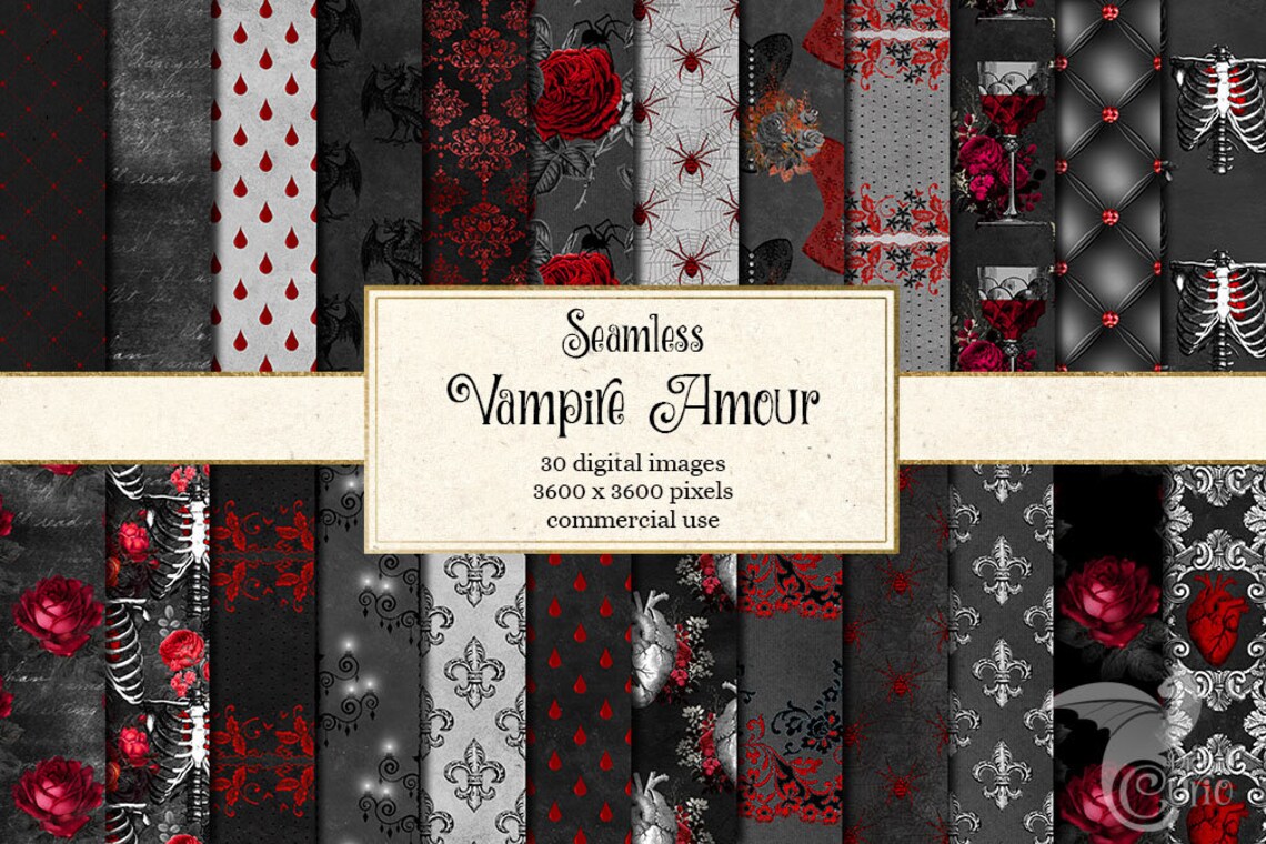 Vampire Amour Digital Paper Halloween Vampire Digital Paper - Etsy