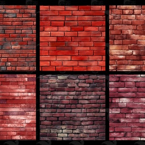 Red Brick Textures Digital Paper, Seamless Rustic Brick Wall Digital ...