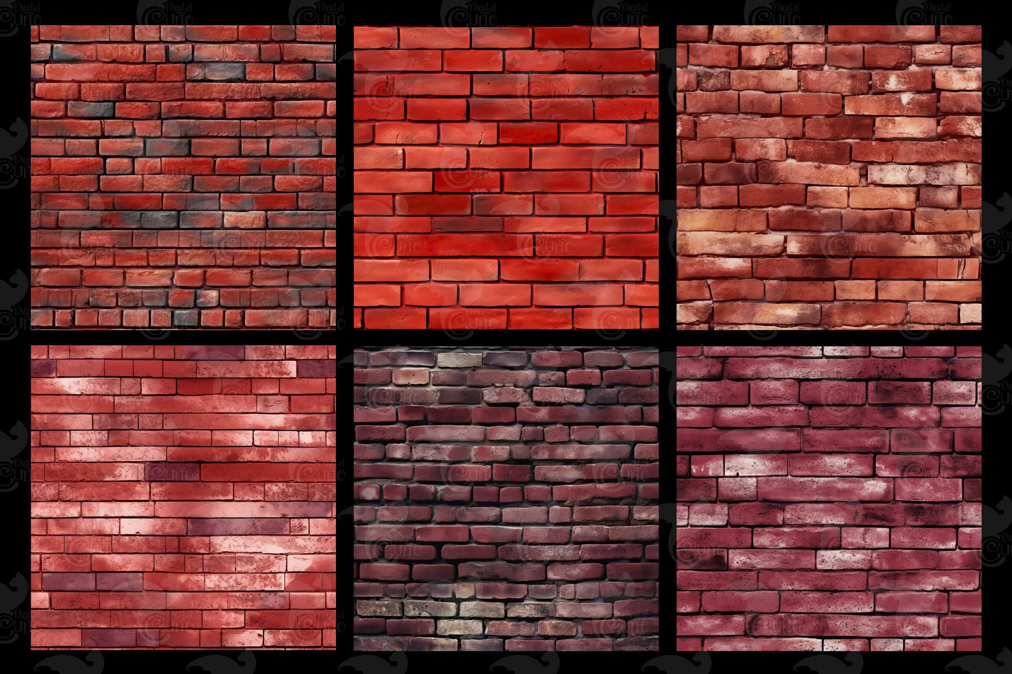 Red Brick Textures Digital Paper, Seamless Rustic Wall Backgrounds ...