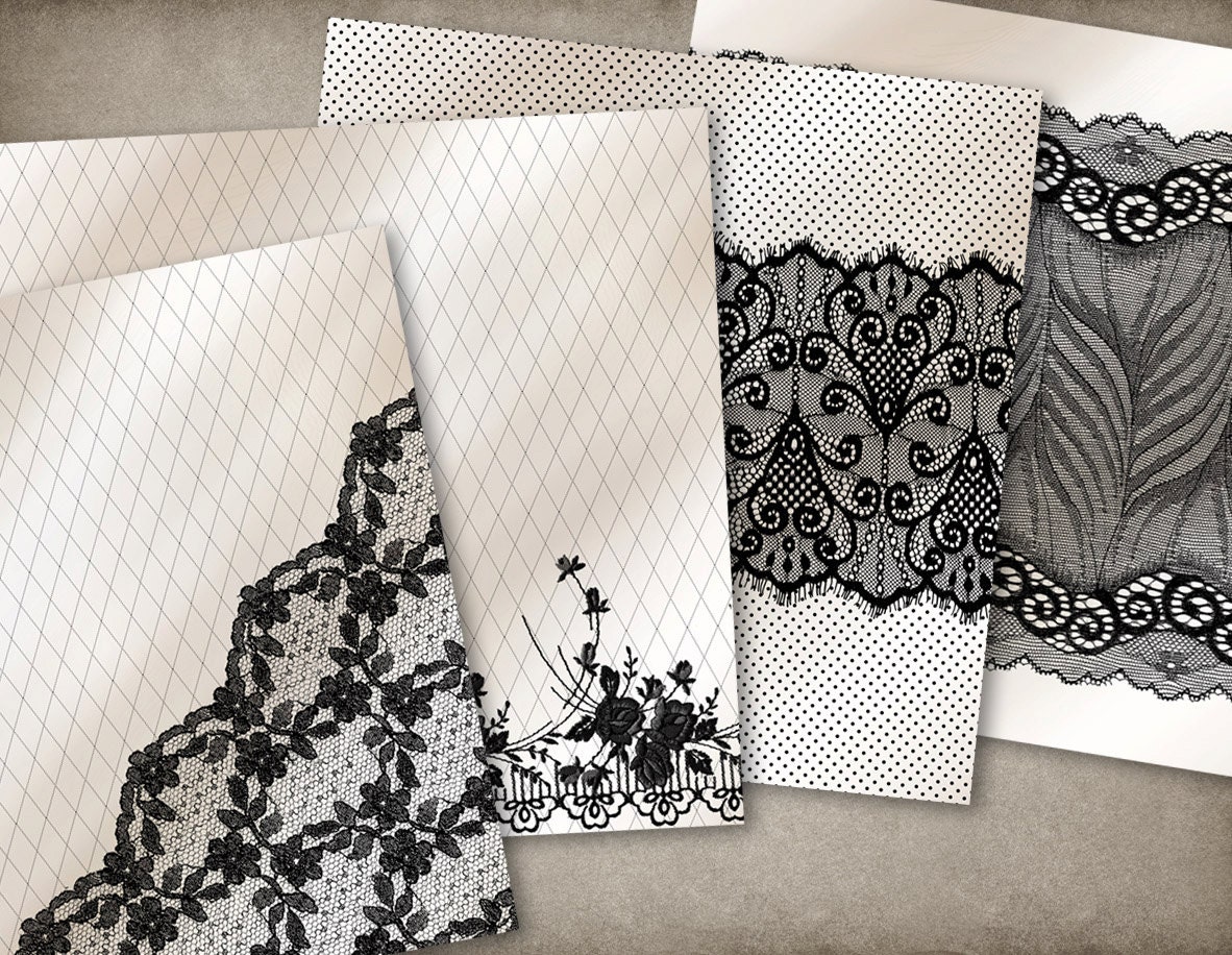 Wedding Satin and Lace Digital Paper Lace Paper Bridal | Etsy