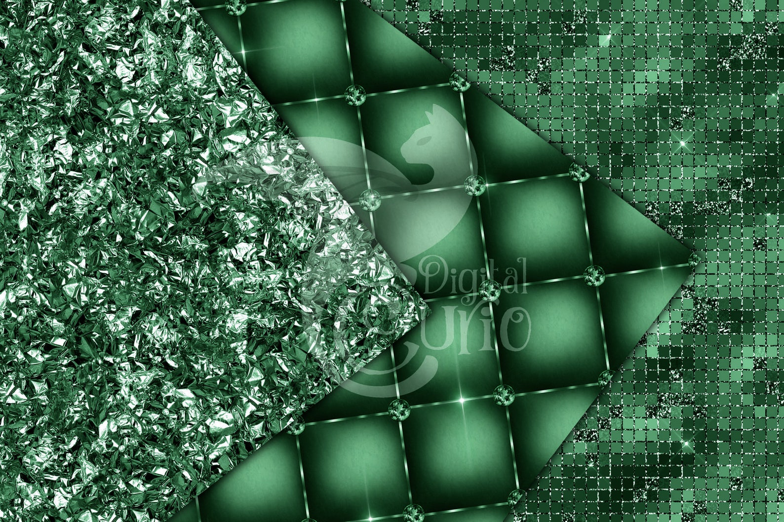 Luxury Emerald Digital Paper, Seamless Green Textures With Glitter and ...