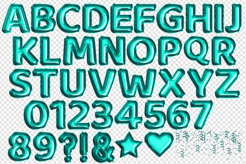 Teal Foil Balloon Alphabet Clip Art Digital Instant Download - Etsy