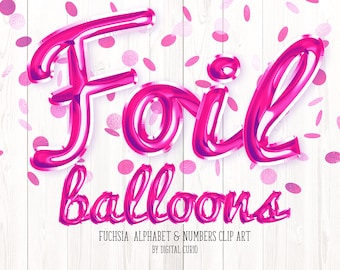 Pink Foil Balloon Alphabet Clip Art Digital Instant Download - Etsy
