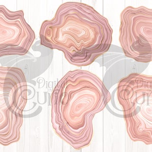 Watercolor Rose Gold Agate Clipart, Agate and Geode Digital Graphic ...