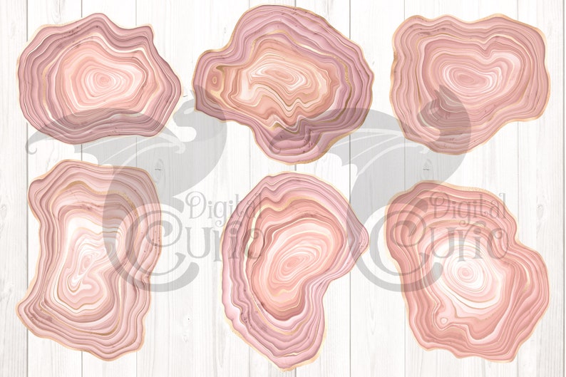 Watercolor Rose Gold Agate Clipart Agate and Geode Digital | Etsy