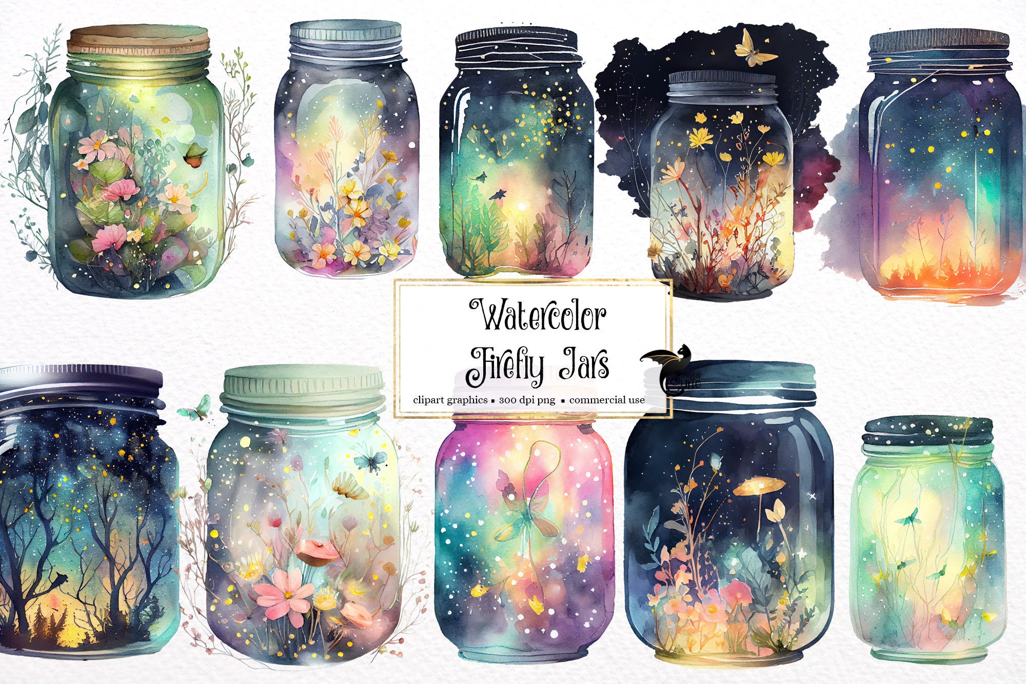 Fireflies In Jar Clipart