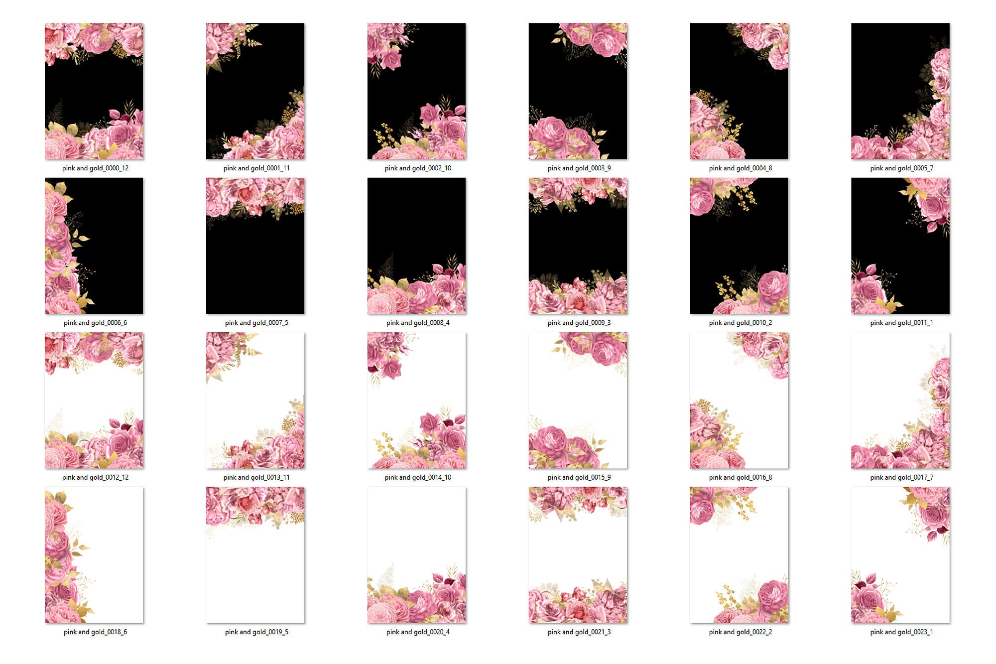 5x7 Pink and Gold Floral Overlays for Invitations Planners - Etsy