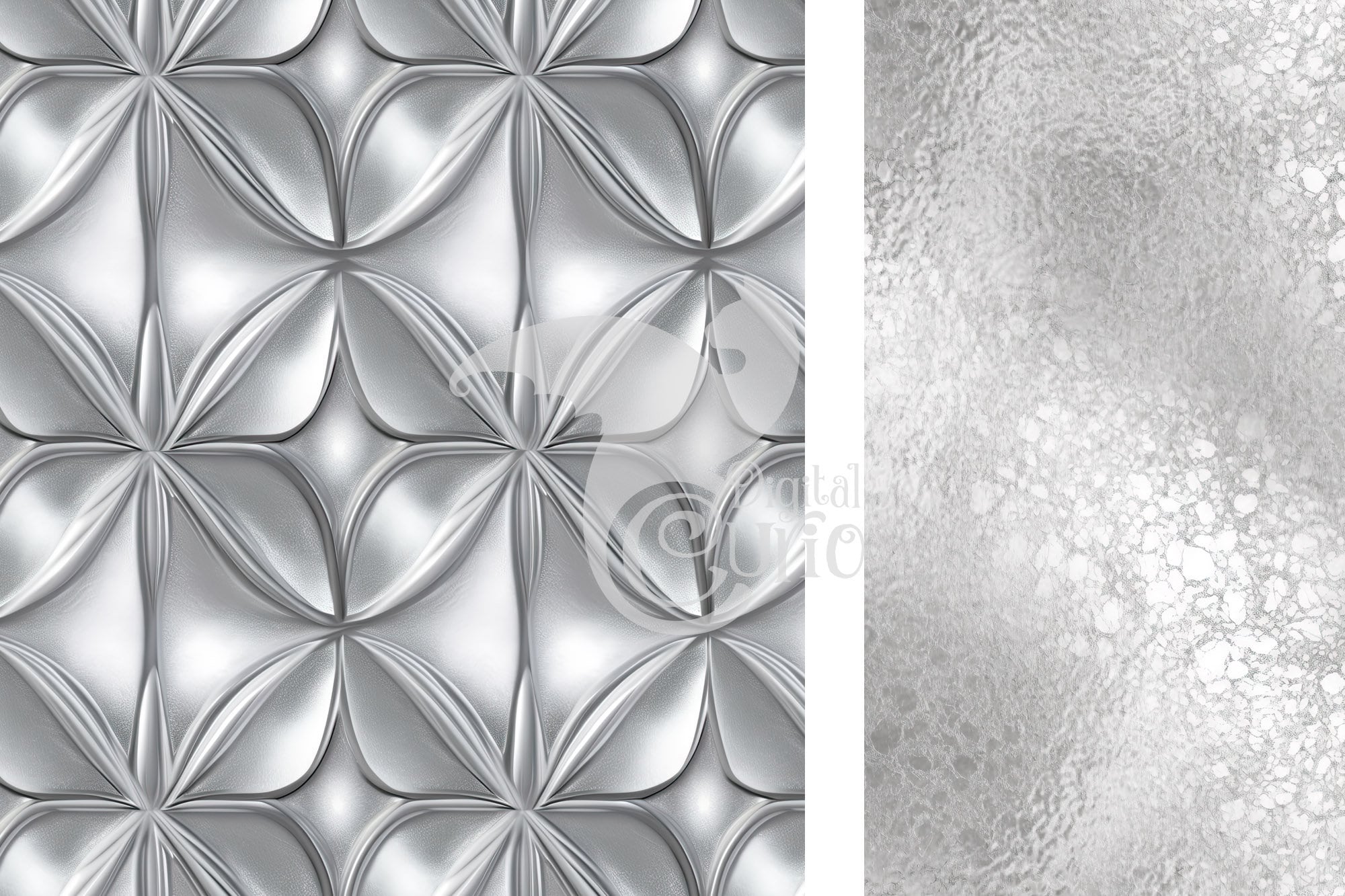 Silver Frosted Glass Digital Paper, Seamless Textures (digital Download ...