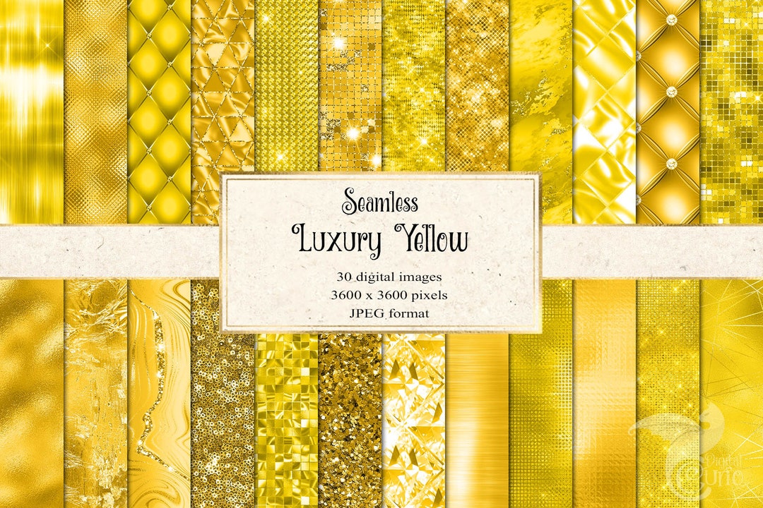 Luxury Yellow Digital Paper, Seamless Yellow Scrapbook Paper With ...