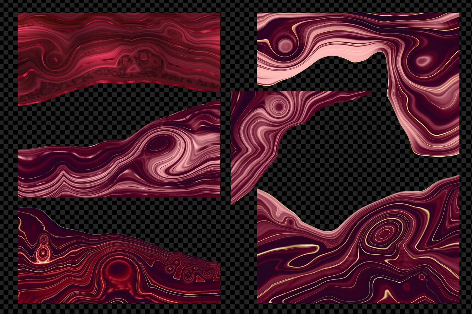 Strata Garnet Digital Paper and Border Overlays With Gold - Etsy