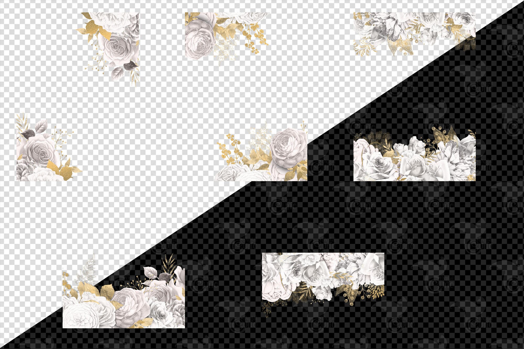 5x7 White and Gold Floral Overlays for Invitations Planners - Etsy