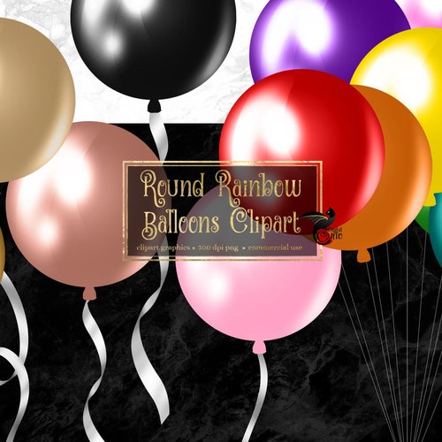 Rainbow Balloons Clipart Colorful Party Clip Art Balloons in - Etsy