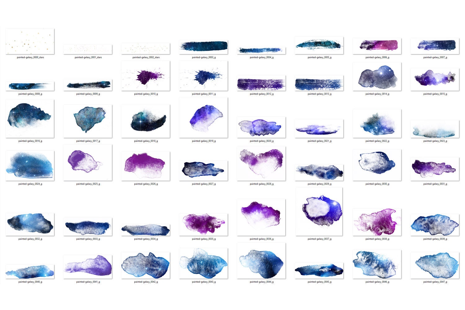 Watercolor Galaxy Paint Elements With Brush Strokes and | Etsy