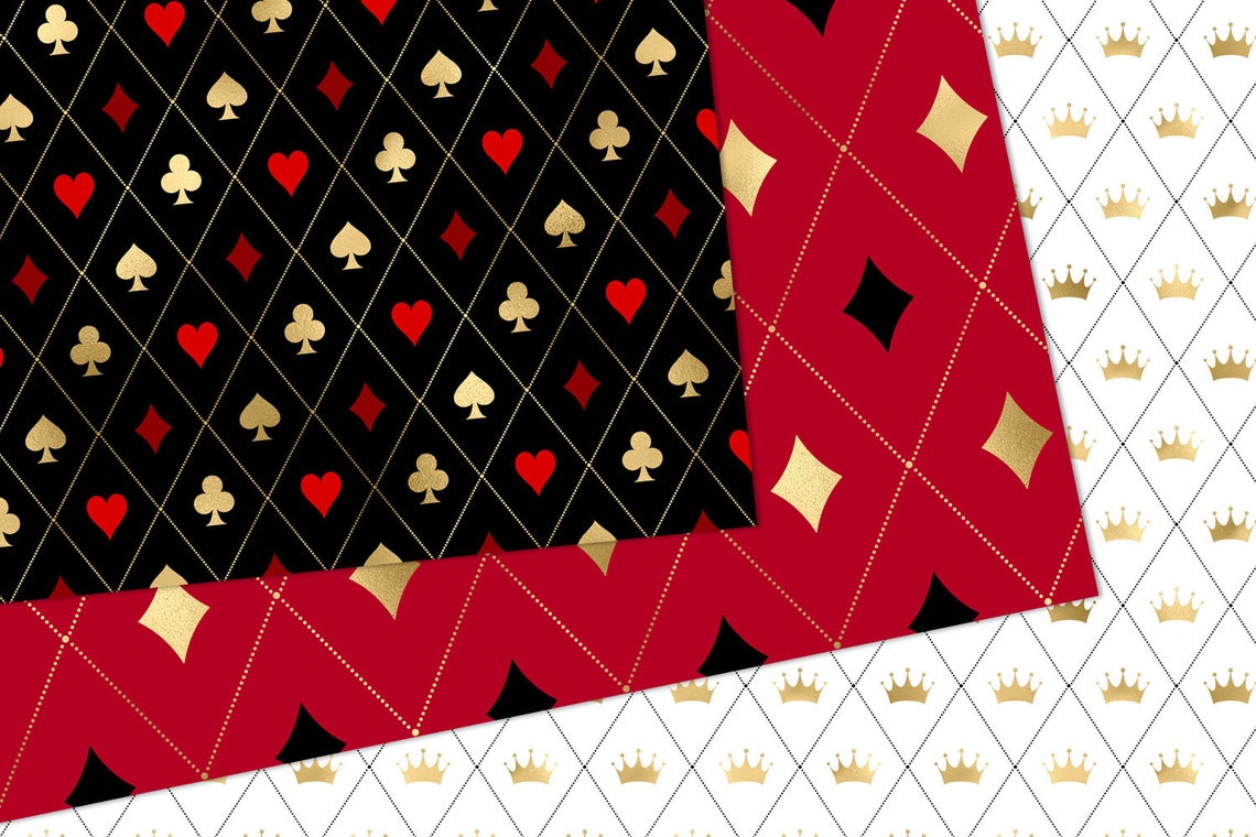 Queen of Hearts Digital Paper – Royal Crowns and Diamonds (digital ...
