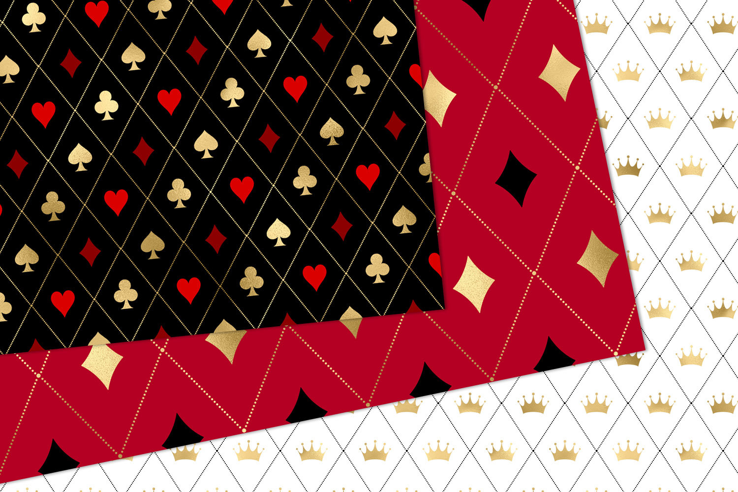 Queen of Hearts Digital Paper seamless royal heart patterns | Etsy