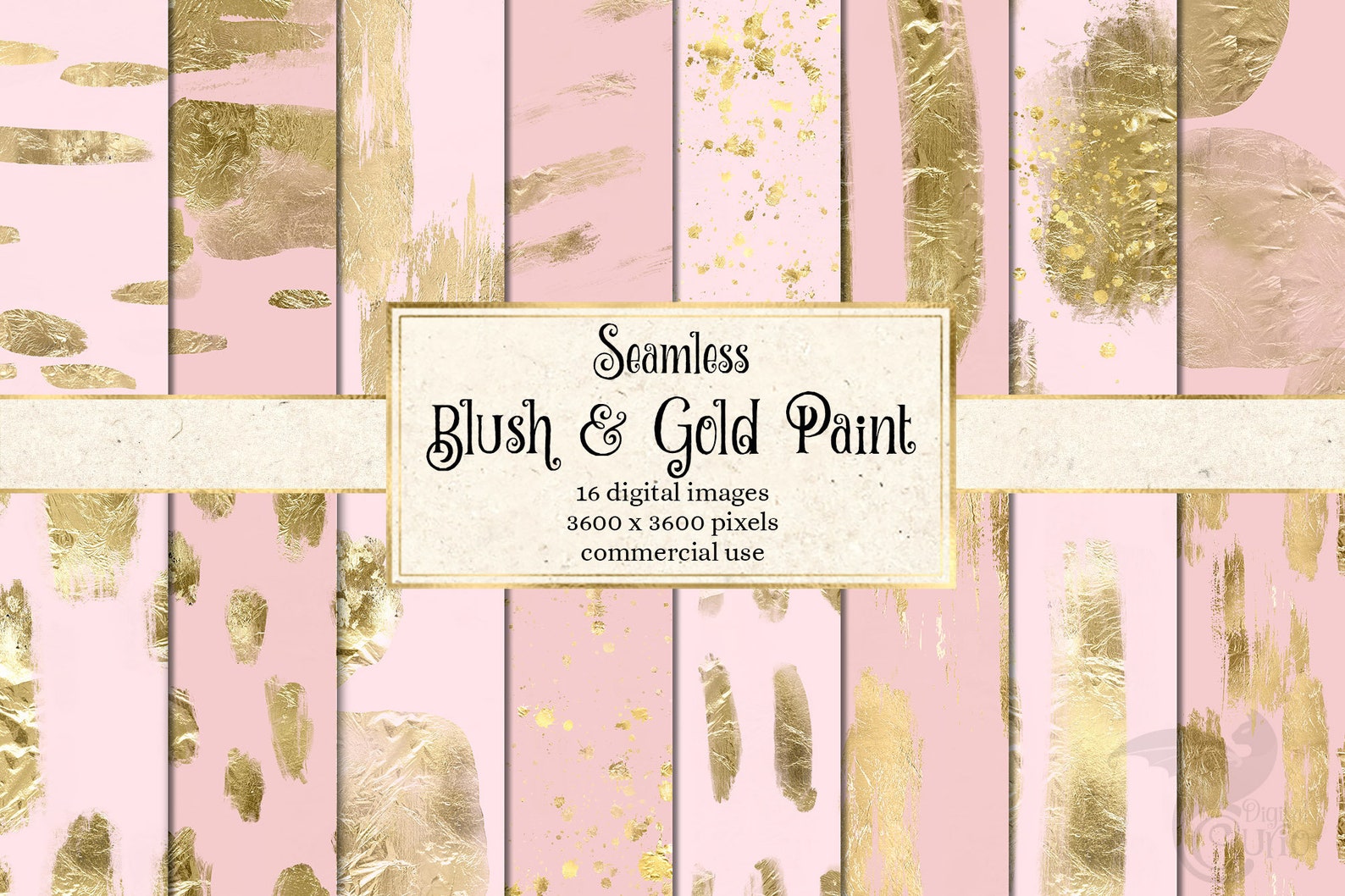 Gold Paint Digital Paper Blush Pink and Gold Paint Strokes - Etsy