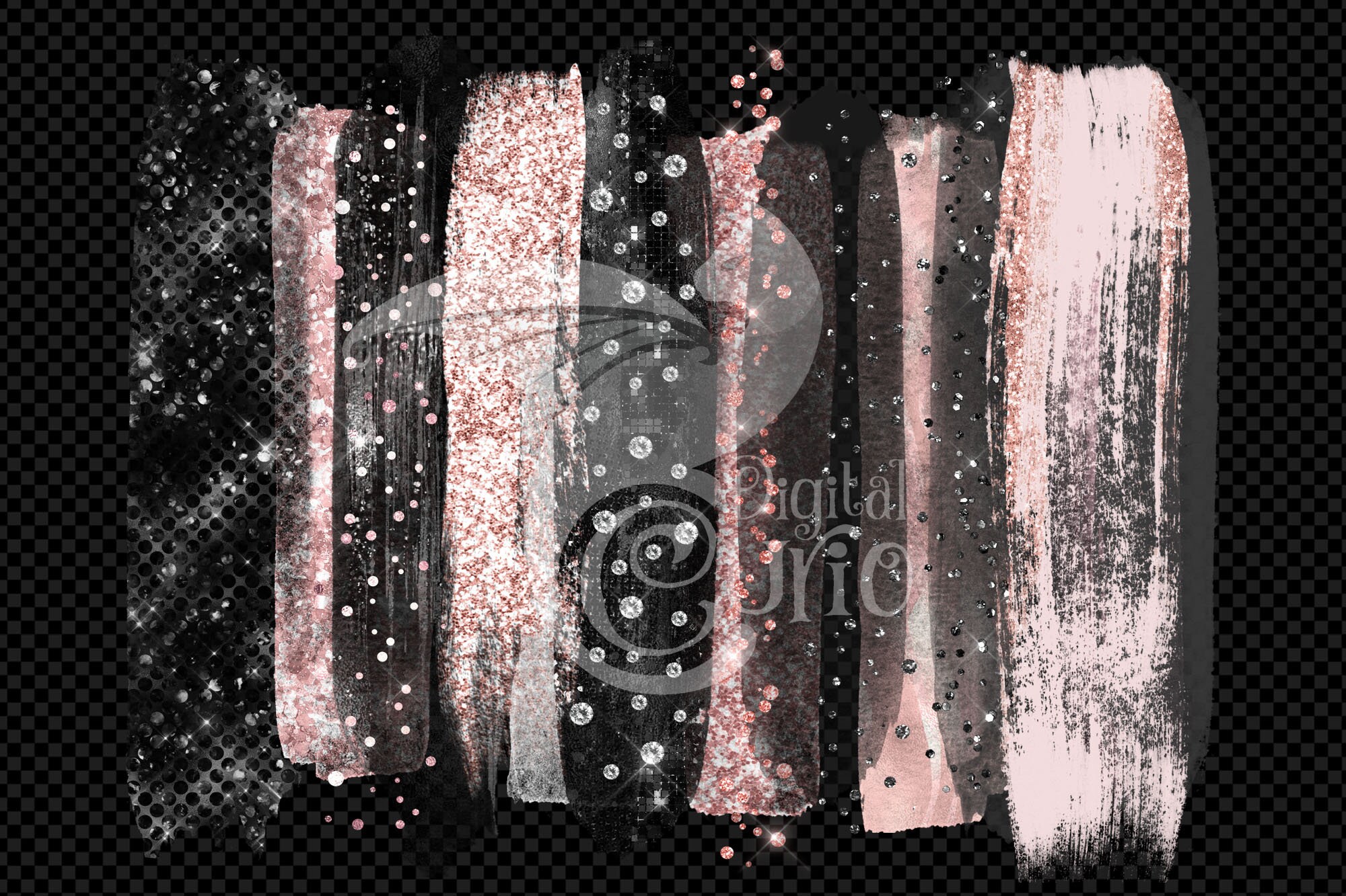 Blush Pink Watercolor Brush Stroke Clipart, Glitter Paint Elements ...