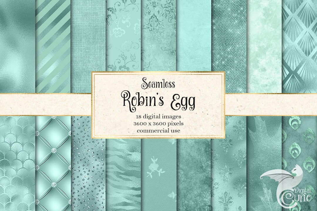 Robin's Egg Digital Paper, Robin Egg Blue, and Mint Seamless Luxury ...