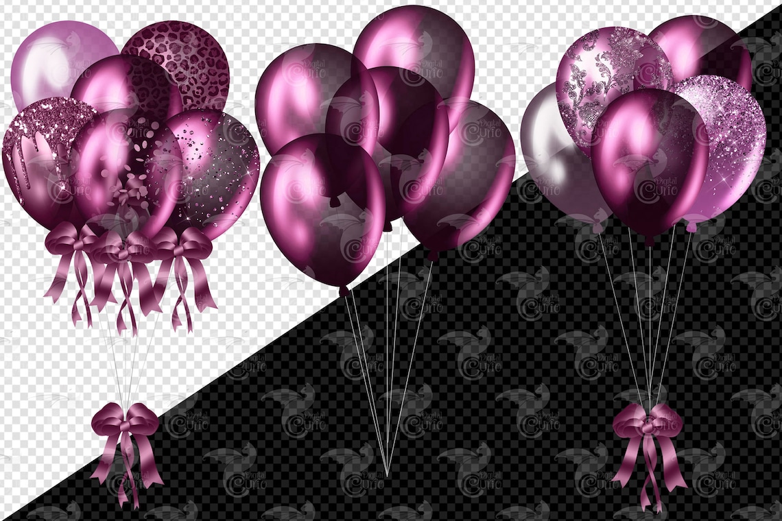Magenta Balloons Clipart Digital Clip Art Graphics for Party - Etsy