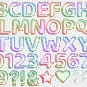Rainbow Foil Balloon Alphabet Clip Art - Iridescent Digital Instant ...