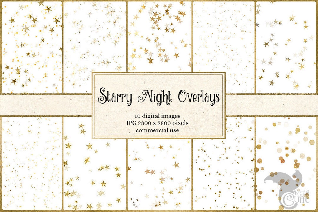 Starry Night Overlays, Gold Star Confetti Clipart, Star Clip Art Png ...