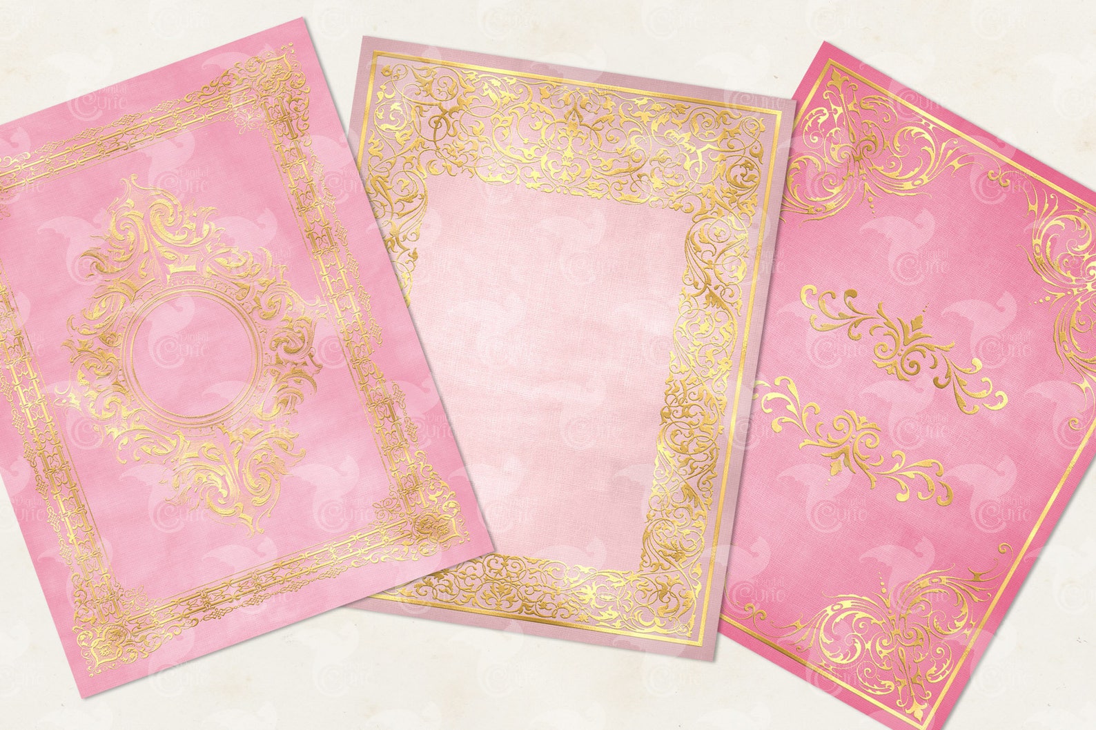 Gilded Pink Book Covers Printable Decorative Gilded Book - Etsy