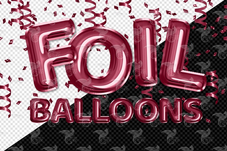 Burgundy Foil Balloon Alphabet Clip Art Digital Instant - Etsy