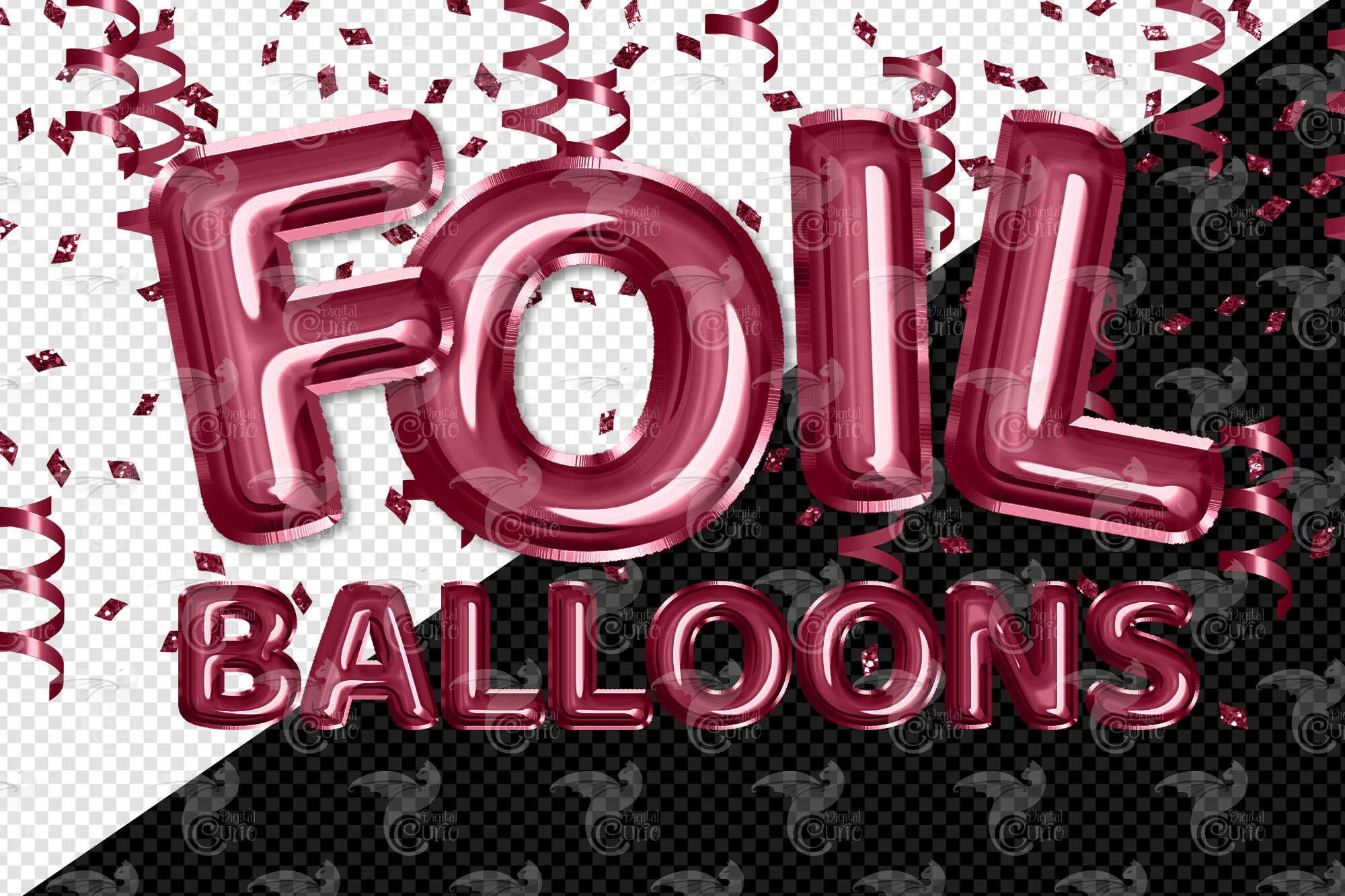 Burgundy Foil Balloon Alphabet Clip Art – Party Graphics (digital ...