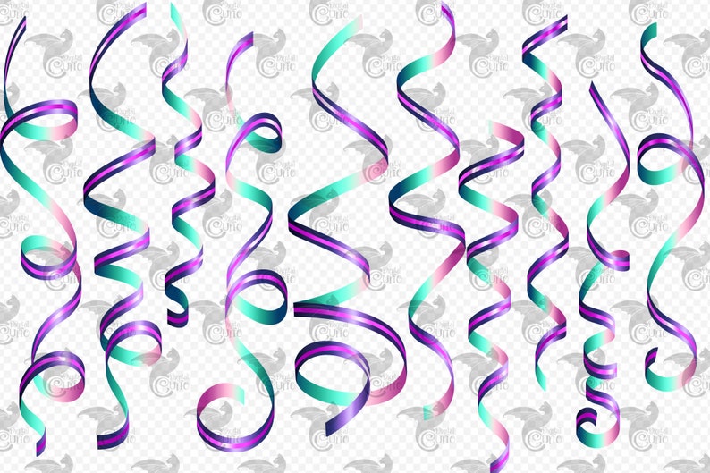 Mermaid Ribbon Clip Art Curling Ribbons in Png Format - Etsy