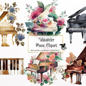 Watercolor Piano Clipart Digital Png Piano Musical Instrument and Piano ...